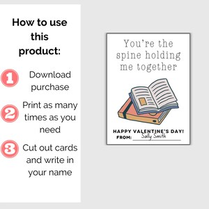 Book Lovers Valentine Cards, 6 Printable Book Lover Valentines ...