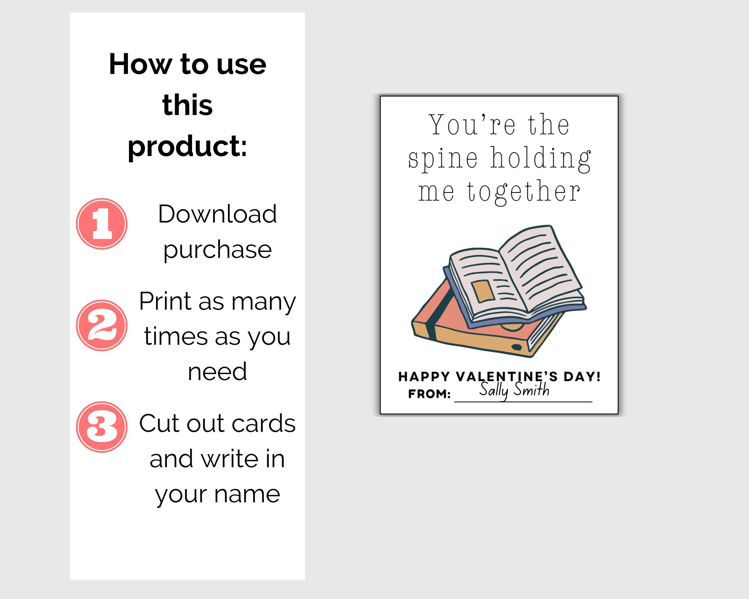 Book Lovers Valentine Cards, 6 Printable Book Lover Valentines ...