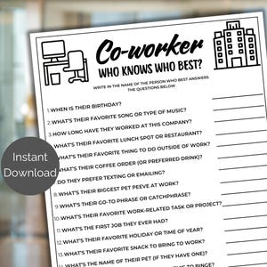 Who Knows the Coworker Best Game, Printable Office Party Games, How ...