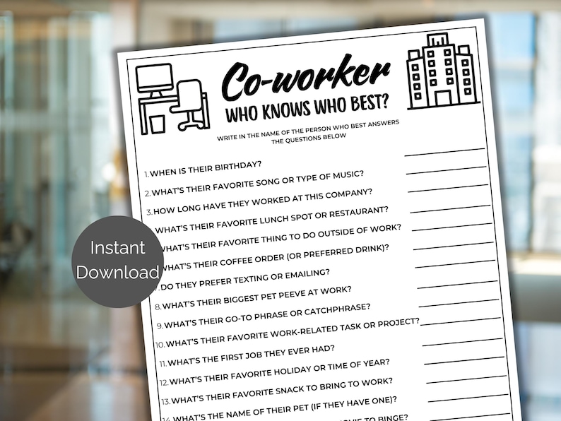 Who Knows the Coworker Best Game, Printable Office Party Games, How ...