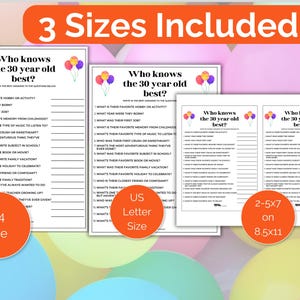 Who Knows the 30 Year Old Best Game, Printable 30th Birthday Party ...