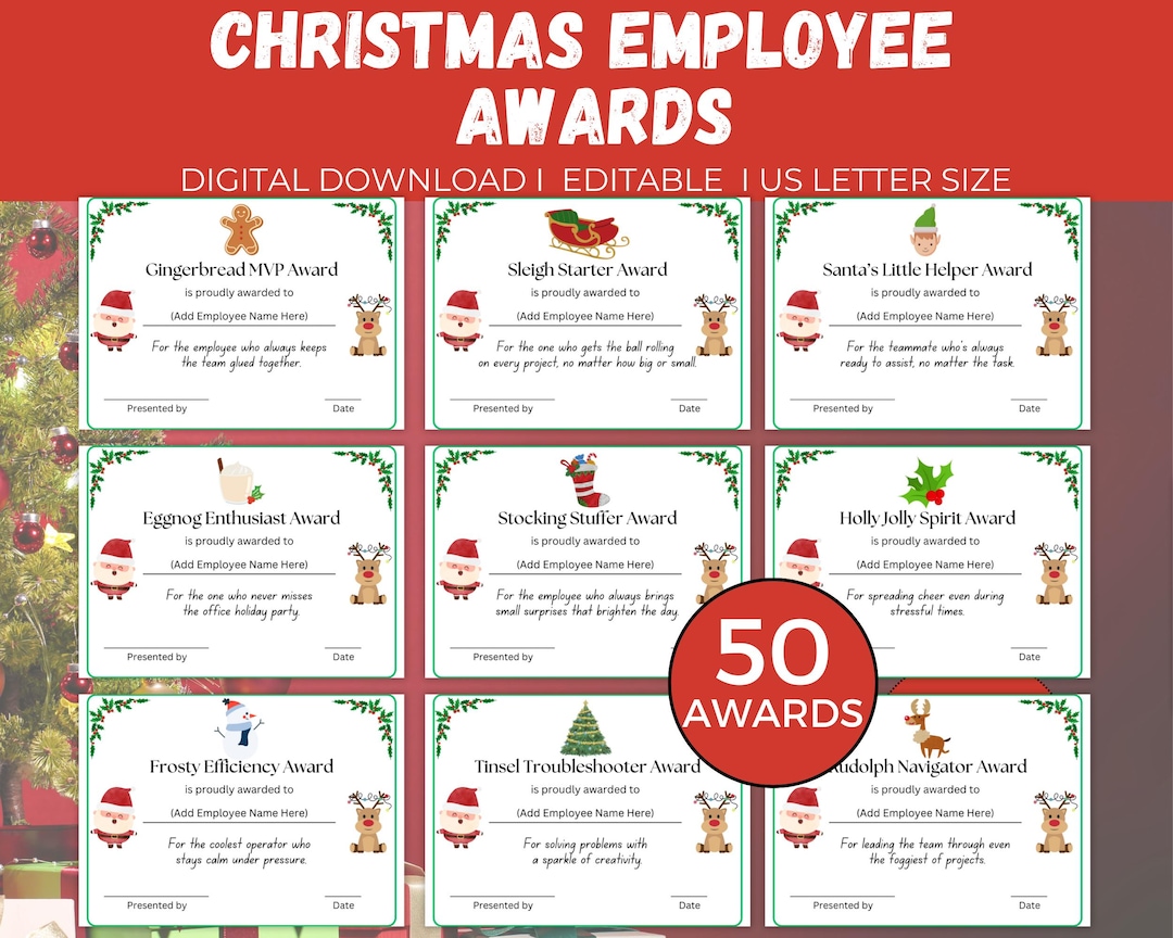 Christmas Employee Awards, 50 Funny Christmas Awards for Employees ...