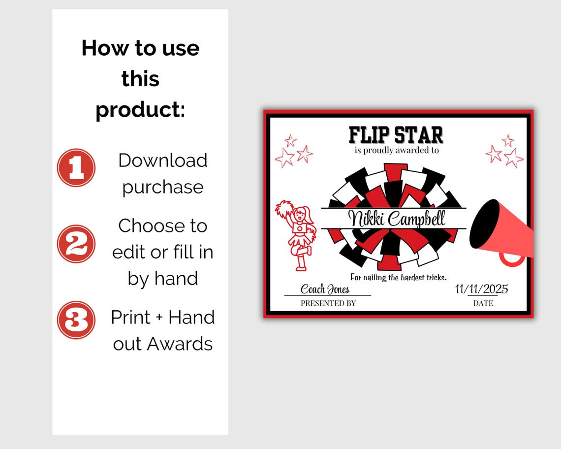 Editable Cheerleading Award Certificates, 101 Printable End of Season ...