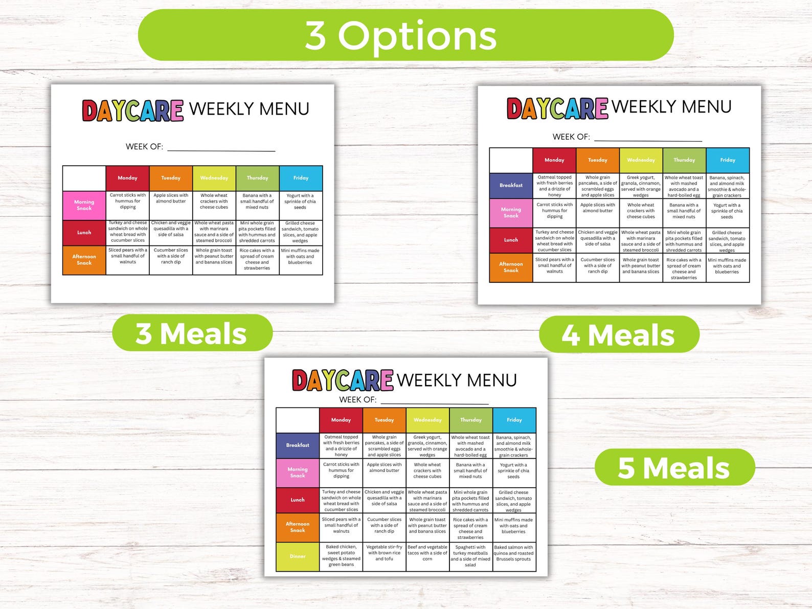 Editable Home Daycare Weekly Menu, Weekly Meal Planner, Preschool Meal ...