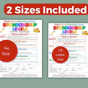 EDITABLE PTO/PTA Sponsorship Levels Flyer Template, Pta Sponsorship ...