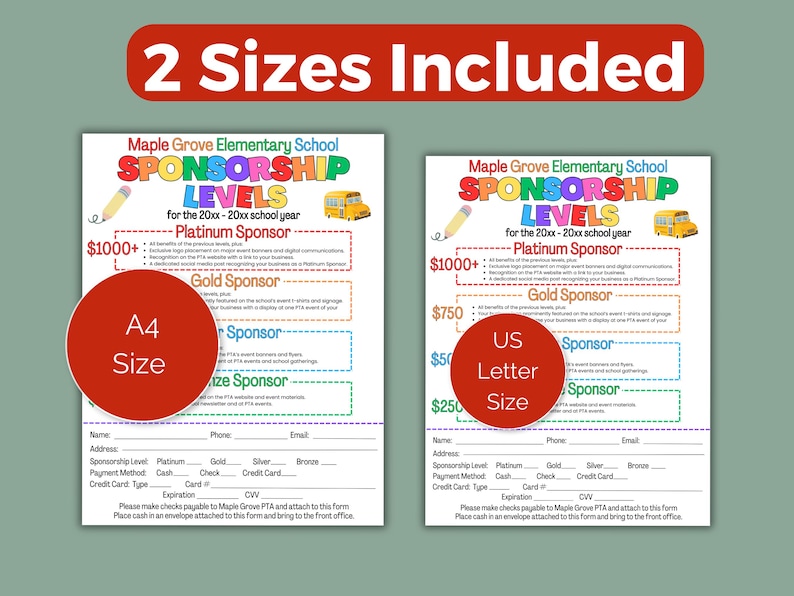 EDITABLE PTO/PTA Sponsorship Levels Flyer Template, Pta Sponsorship ...