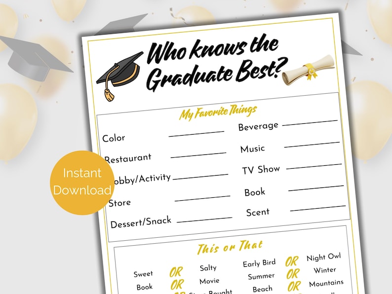 Who Knows the Grad Best Game, Printable Graduation Party Games, How ...