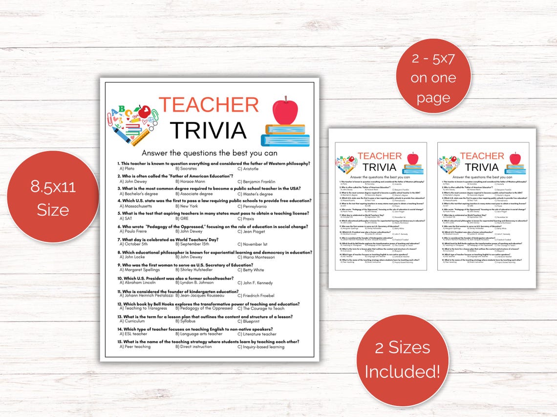 Teacher Trivia Game, Teacher Quiz, School Trivia, Teacher Appreciation ...