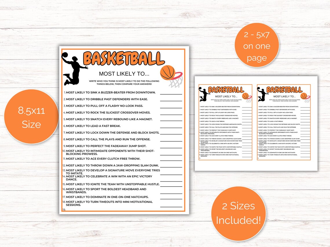 Basketball Most Likely To, Printable Basketball Team Party Games ...