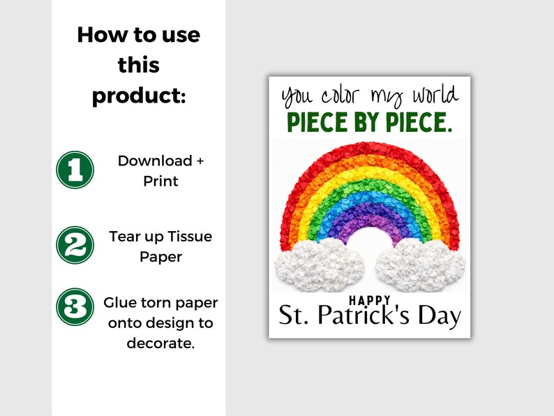 St Patricks Day Torn Paper Craft, Rainbow Cut and Glue Craft, St Pattys ...
