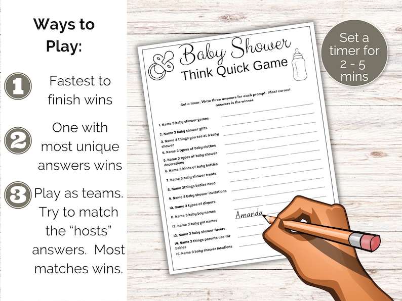 Baby Shower Think Quick, Printable Baby Shower Games, Fun Baby Sprinkle ...