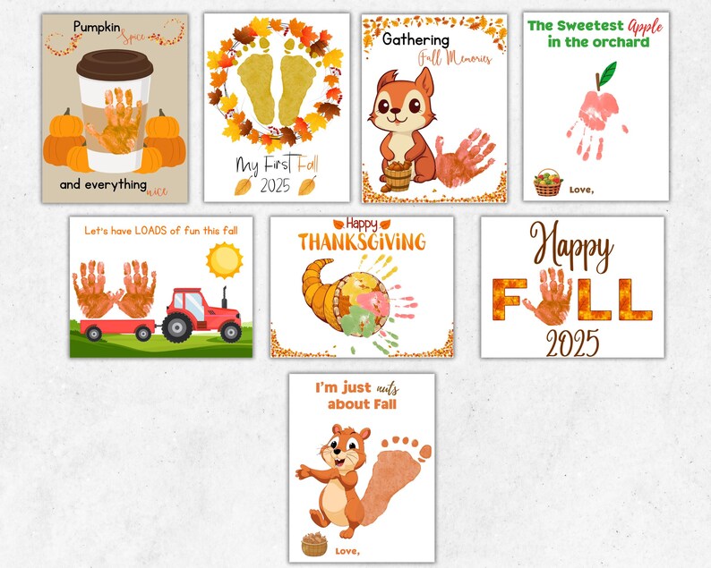 Fall Handprint Art Bundle, Fall Handprint Craft for Toddler, Fall ...