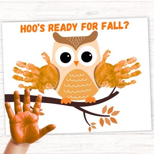 Owl Fall Handprint Art, Fall Handprint Craft for Toddlers, Fall ...