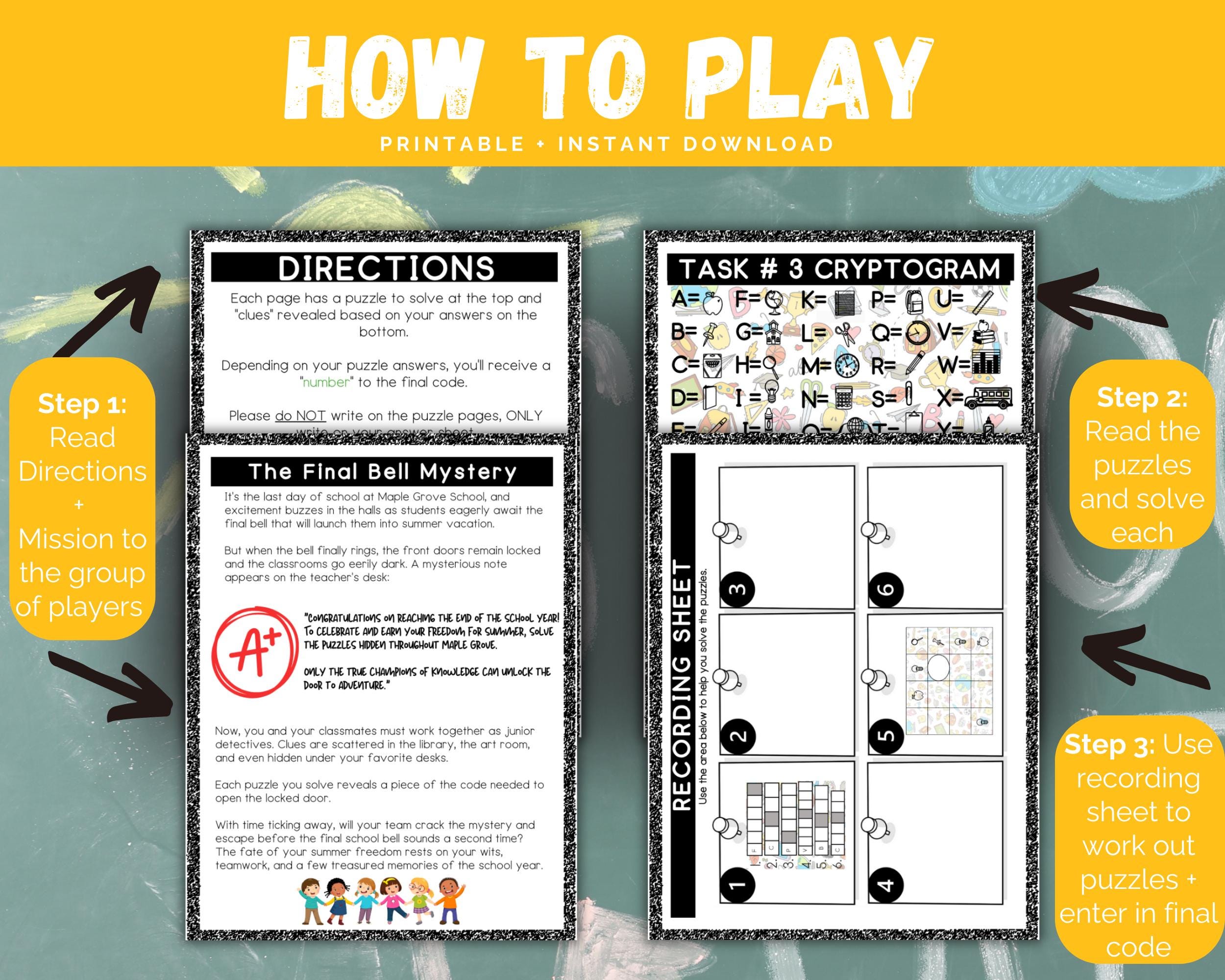 Last Day of School Escape Room Game, Printable End of Year Escape Room ...