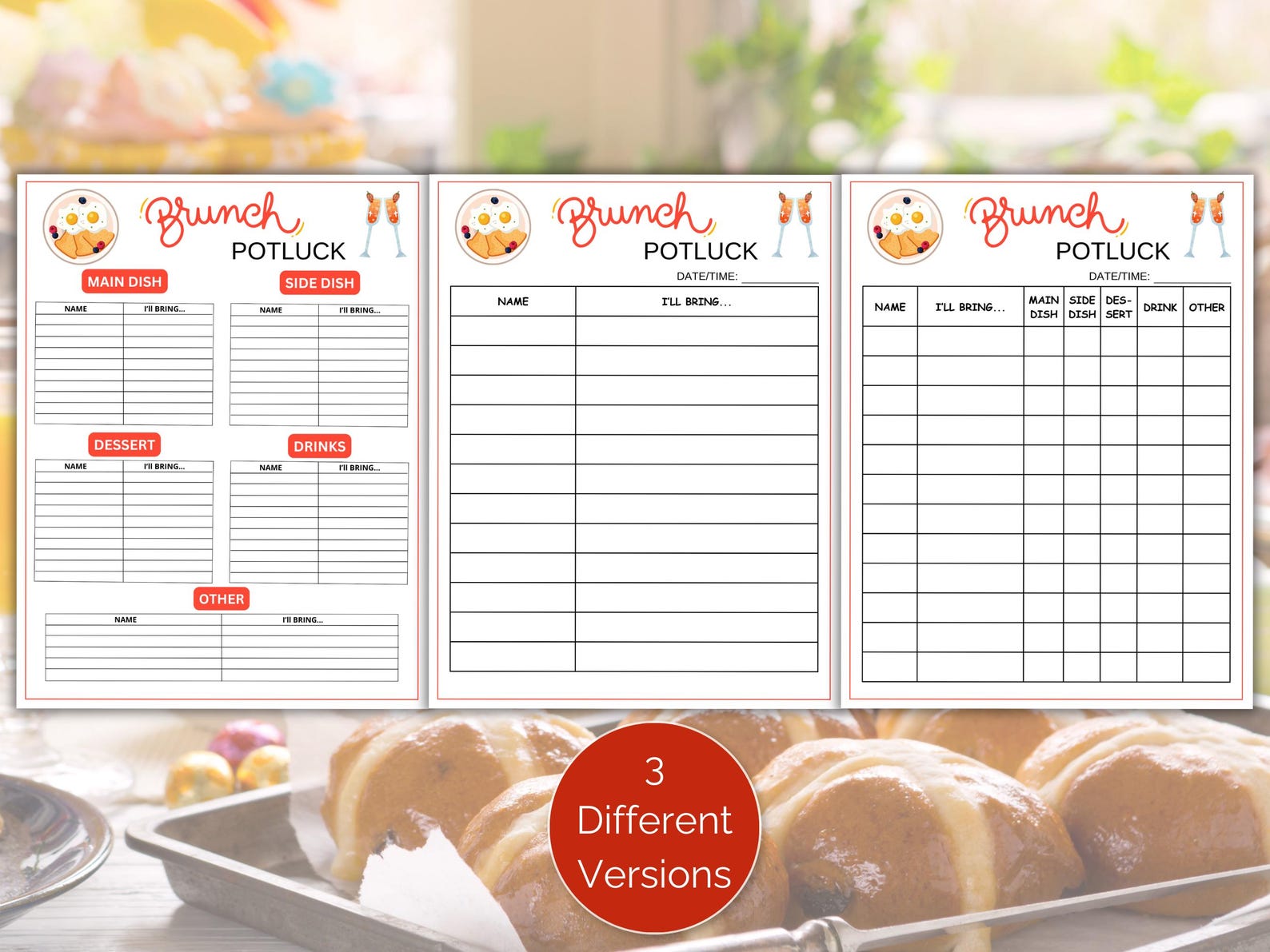 Brunch Potluck Sign up Sheet, Printable Brunch Party Potluck Sign up ...