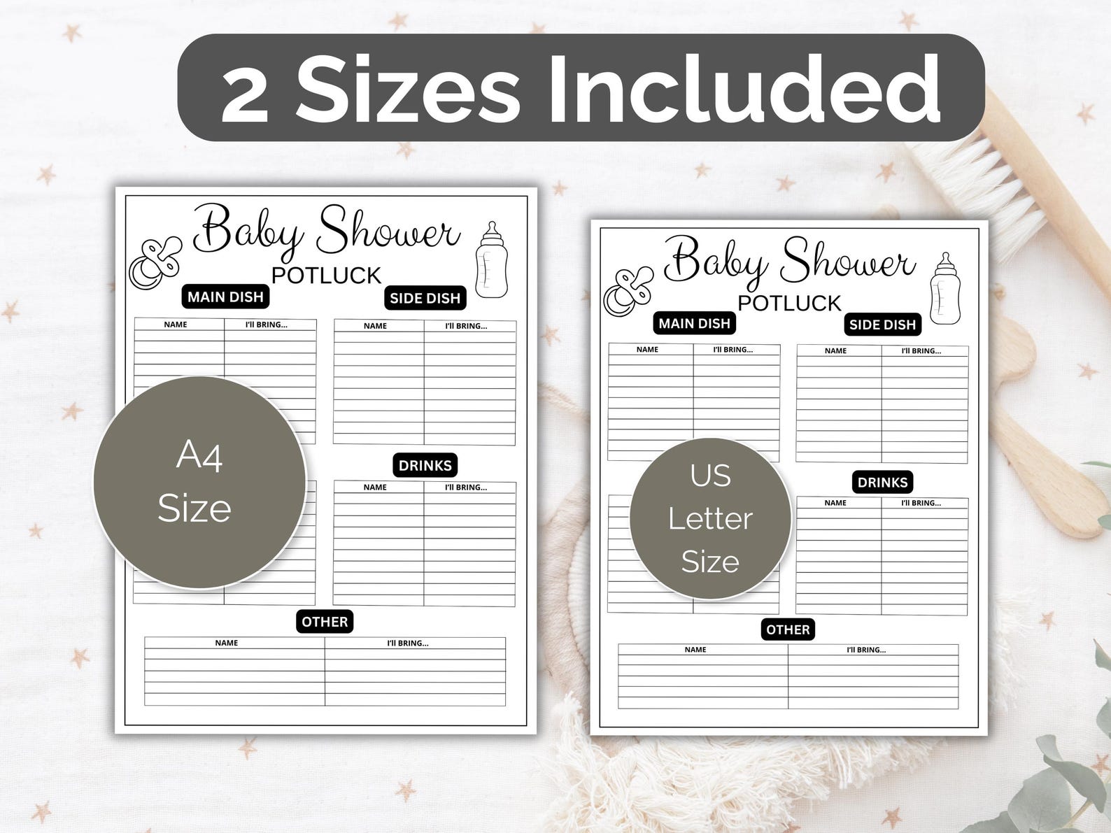 Baby Shower Potluck Sign up Sheet, Printable Baby Shower Potluck Sign ...