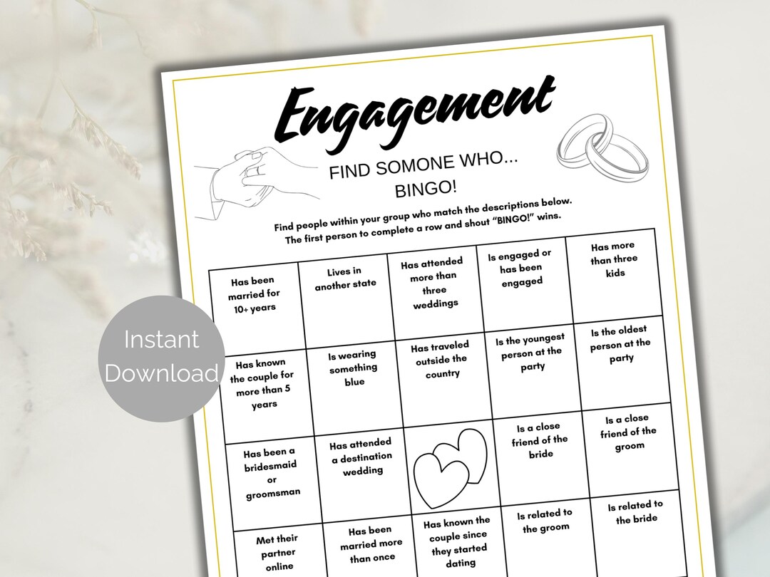 Engagement Find Someone Who Game, Engagement Party Mix and Mingle Bingo Game, We Do BBQ Ice ...
