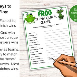 Frog Think Quick, Frog Birthday Party Idea, Frog Printable Activity for ...