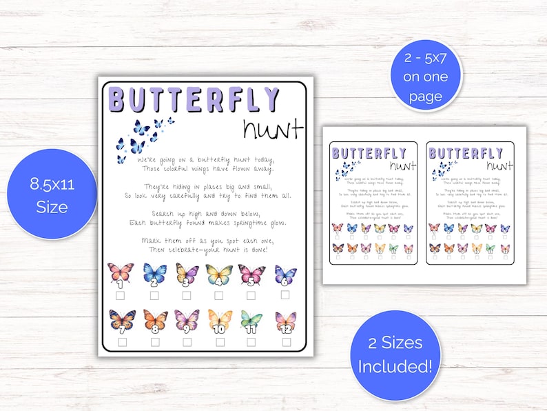 Butterfly Scavenger Hunt for Kids, Printable Spring Themed Activity for ...