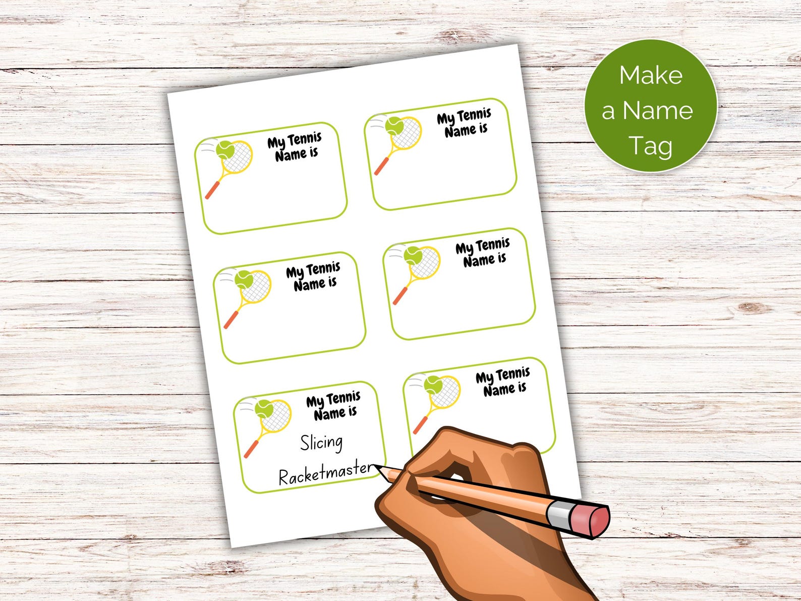 What's Your Tennis Name Game + Name Tags, Printable Tennis Party Game ...