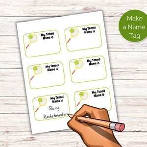 What's Your Tennis Name Game + Name Tags, Printable Tennis Party Game ...