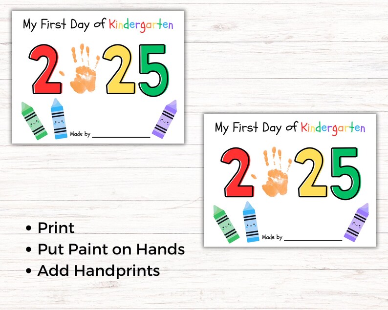 2025 First Day of Kindergarten Handprint Art, Kindergarten Handprint ...