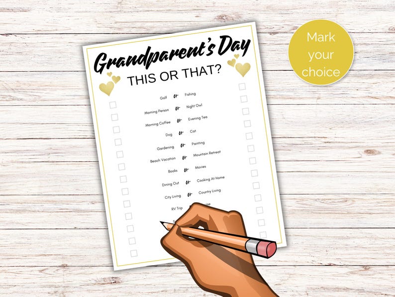 Grandparents This or That Game, Printable Grandparents Day Game ...