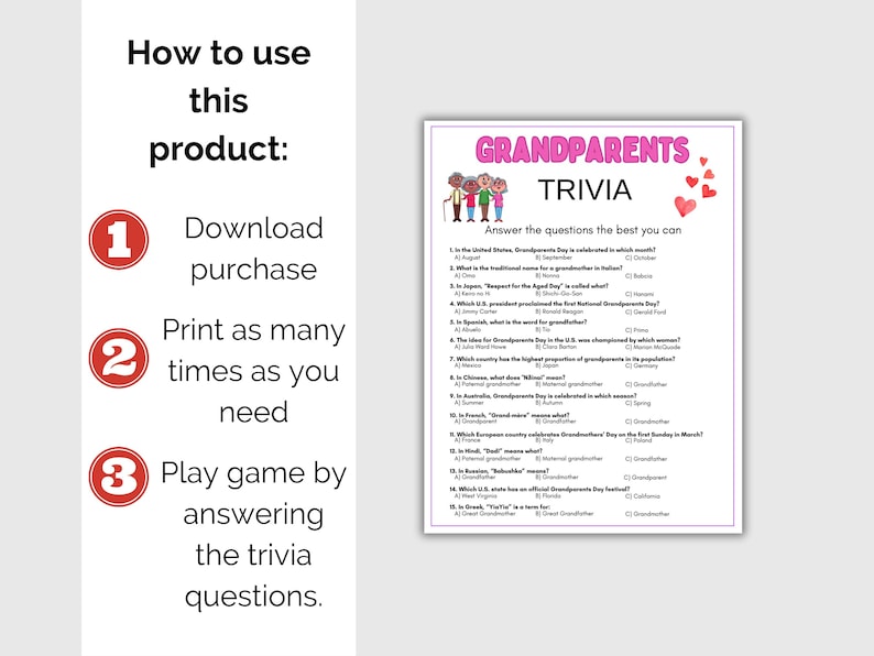 Grandparents Day Trivia Game, Grandparents Quiz, Printable Grandparents ...
