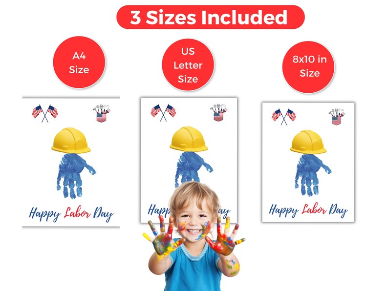 Labor Day Handprint Art, Labor Day Hard Hat Handprint Craft for ...