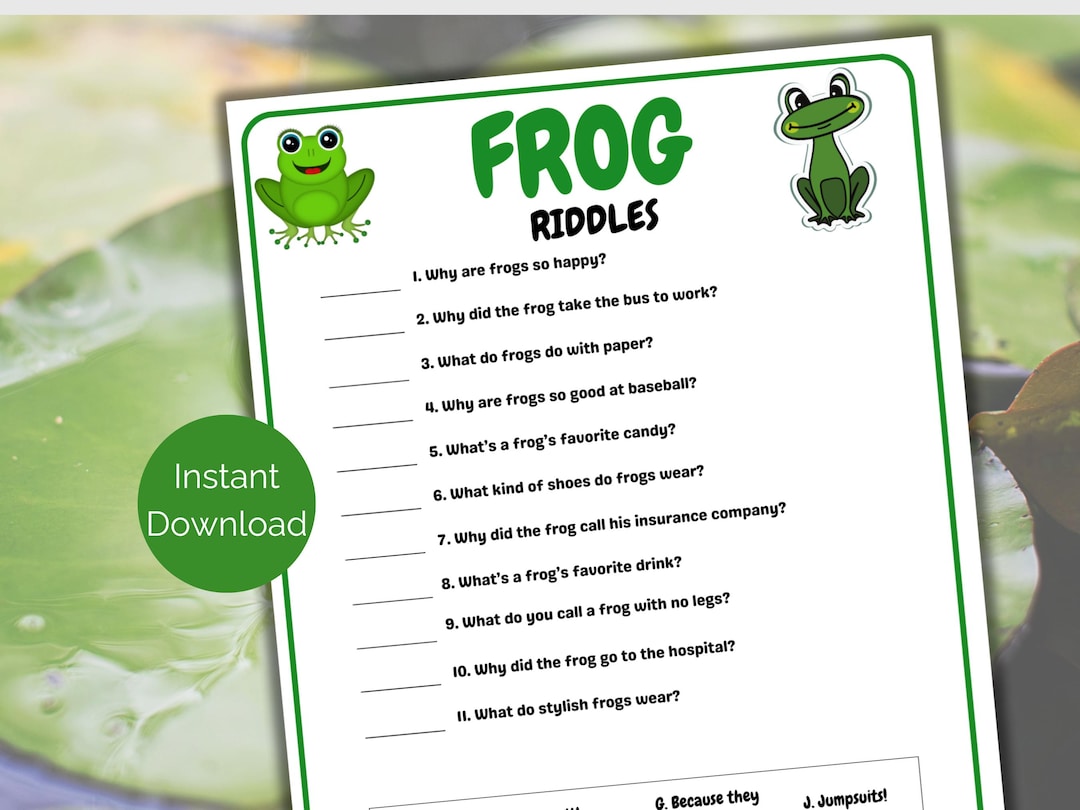 Frog Jokes, Frog Riddles, Frog Birthday Party Idea, Frog Printable ...