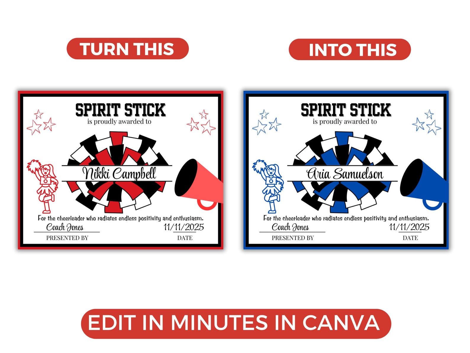 Editable Cheerleading Award Certificates, 101 Printable End of Season ...