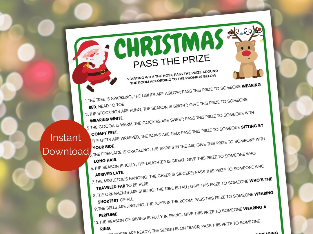 Christmas Pass the Prize, Printable Christmas Pass the Parcel Game ...