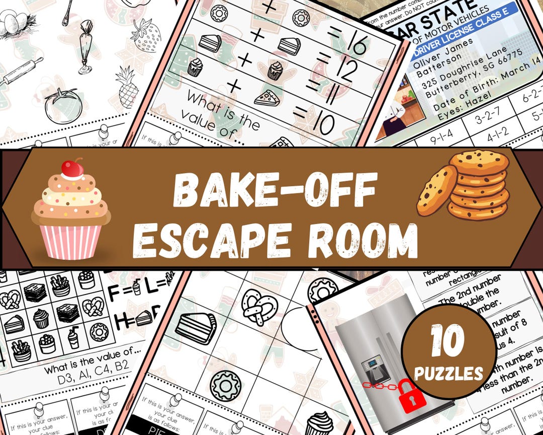 Baking Escape Room Game, Printable Baking Escape Room Kit, DIY Escape ...
