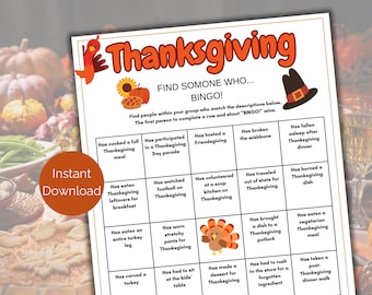 Thanksgiving Find Someone Who Game, Thanksgiving Mix and Mingle, Human ...
