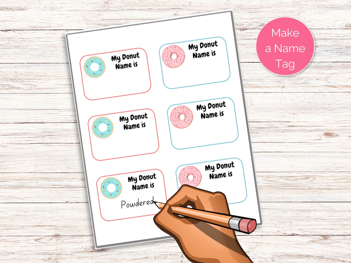 What's Your Donut Name Game + Name Tags, Donut Party Game, Donut ...
