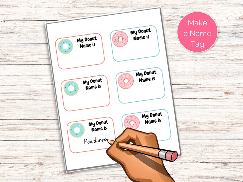 What's Your Donut Name Game + Name Tags, Donut Party Game, Donut ...
