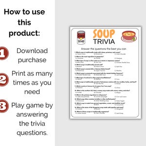Soup Trivia Game, Soup Quiz, Printable Soup Cook-off Game for Kids and ...
