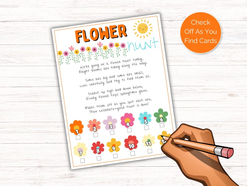 Flower Scavenger Hunt for Kids, Printable Flower Themed Activity for ...
