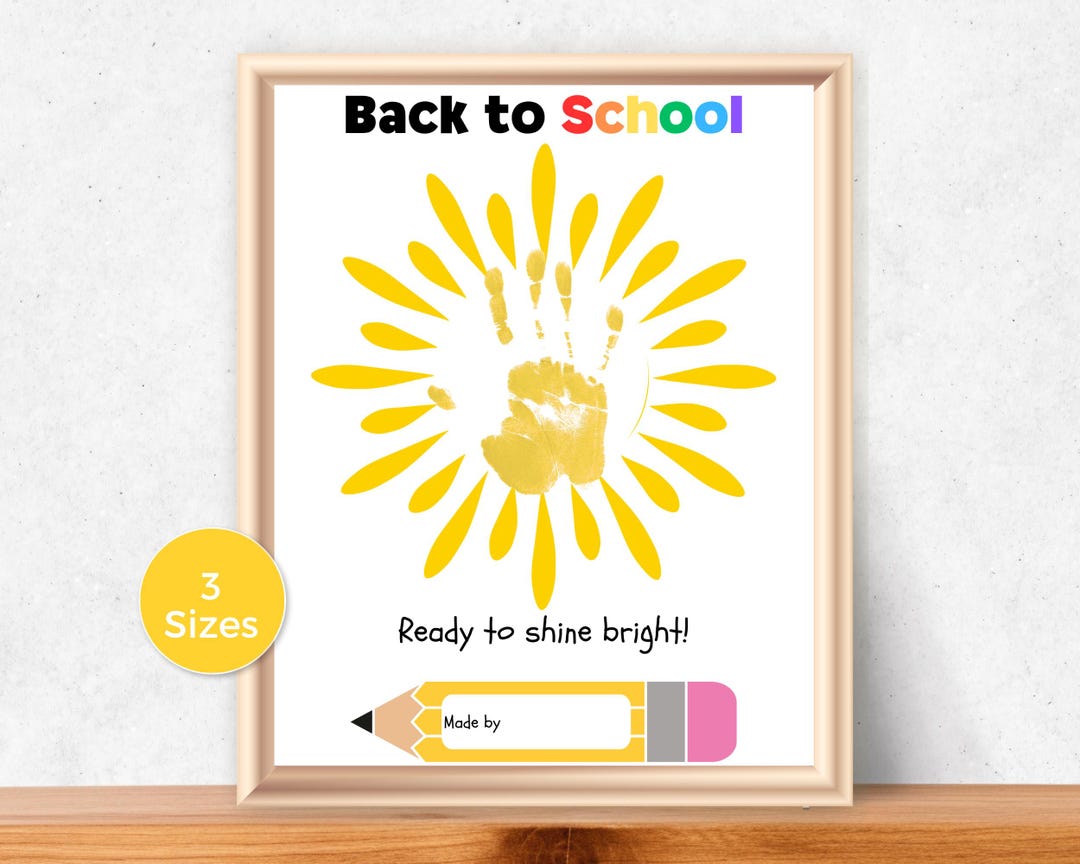 Back to School Handprint Art, Shine Bright Handprint Craft, Preschool ...