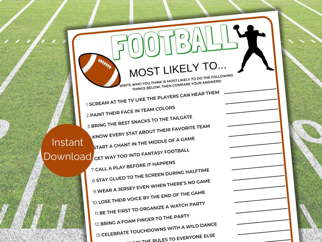 Football Most Likely To, Printable American Football Game, Football ...