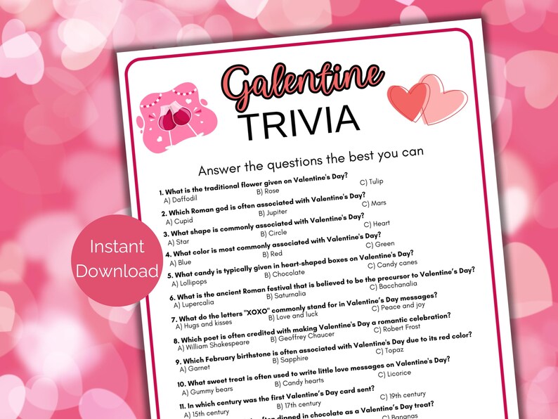 Galentines Day Trivia Game, Printable Galentine Day Quiz, Galentine's ...