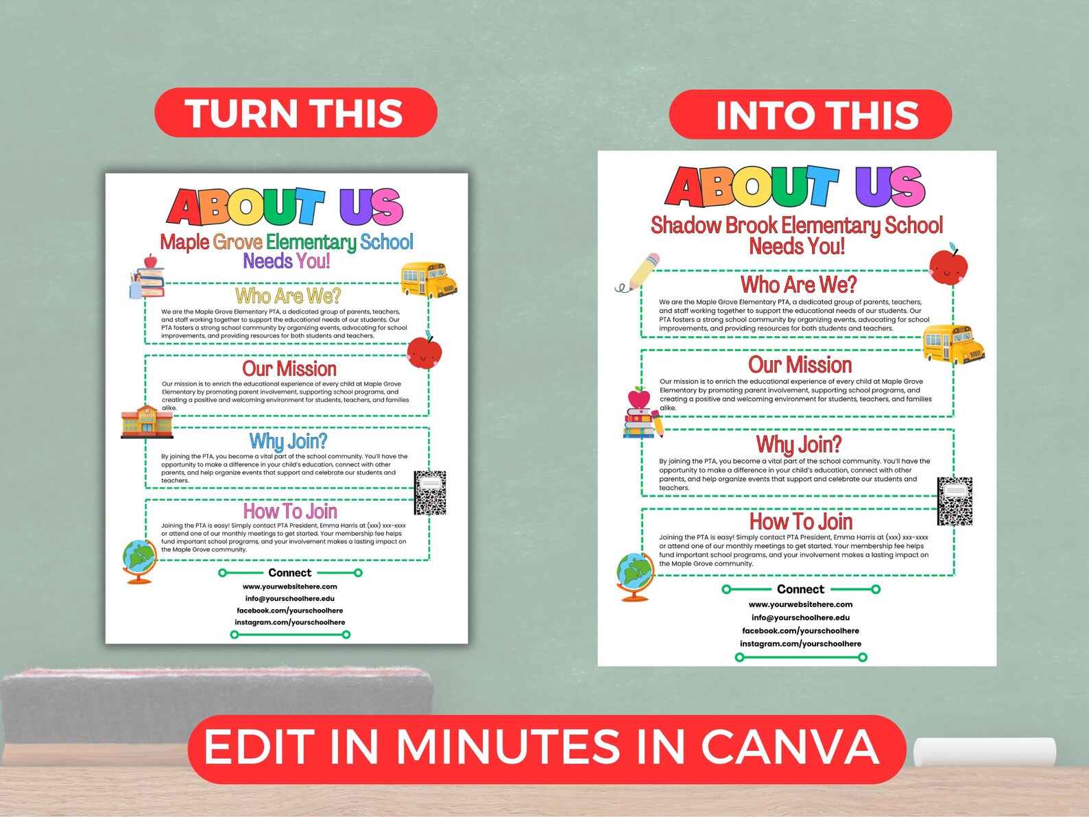 EDITABLE PTO PTA Flyer Template Bundle With Pta Newsletter Templates ...