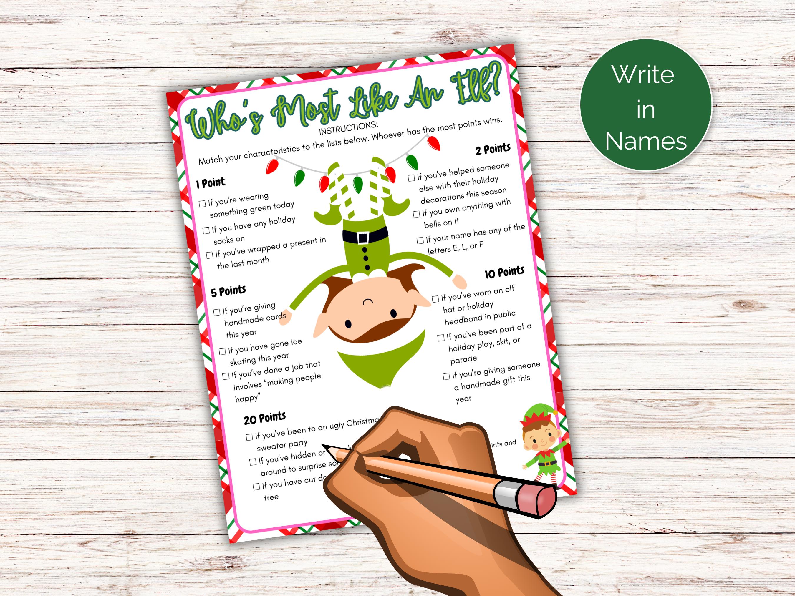 Who's Most Like an Elf Game, Holiday Office Party Games, Christmas Ice ...