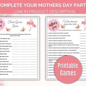 Mothers Day Trivia Game, Printable Mothers Day Quiz, Mothers Day Party ...