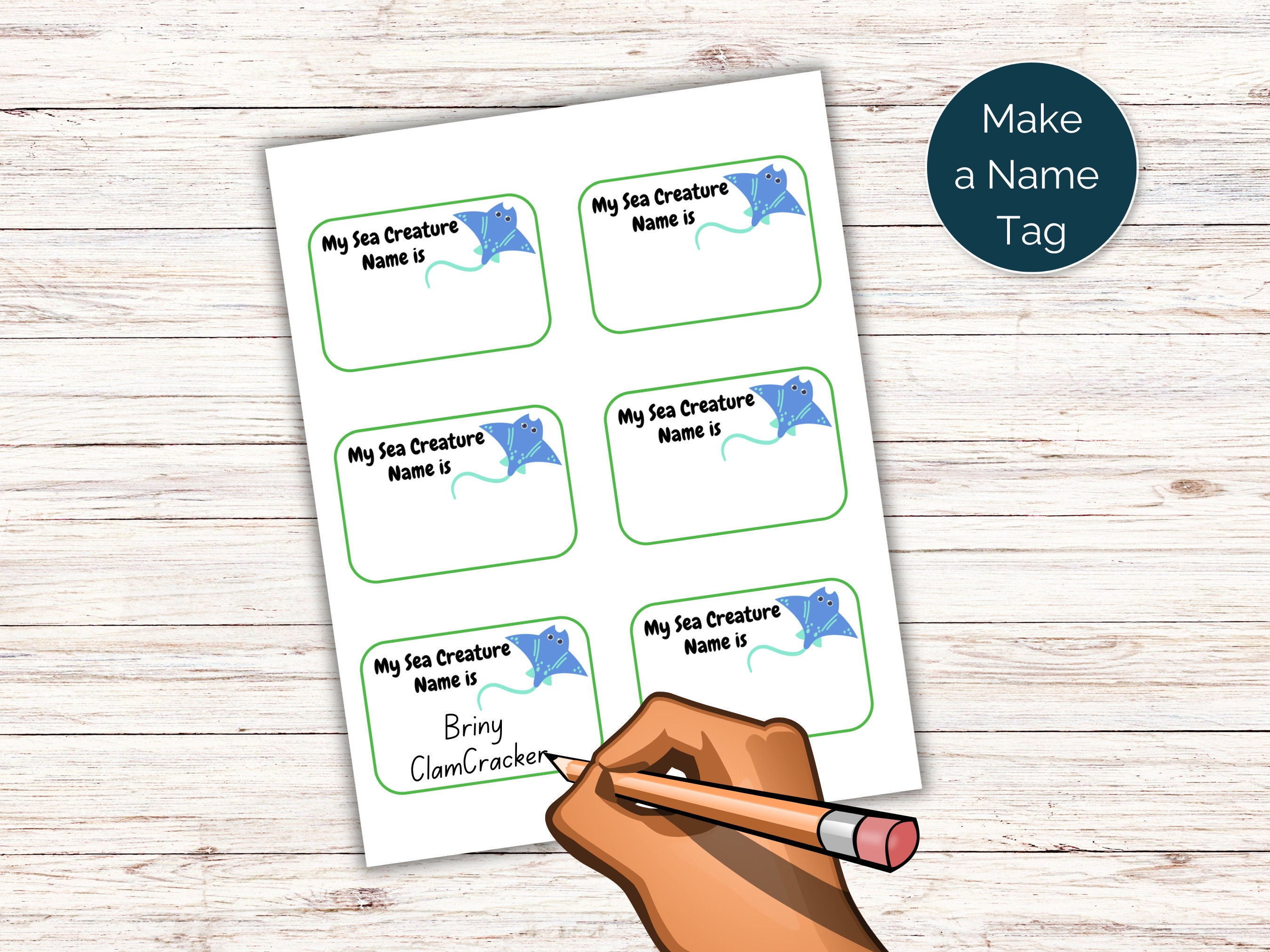 What's Your Sea Creature Name Game Name Tags, Under the Sea Party Game ...