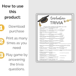 Graduation Trivia Game, Printable Graduation Party Game, High School ...