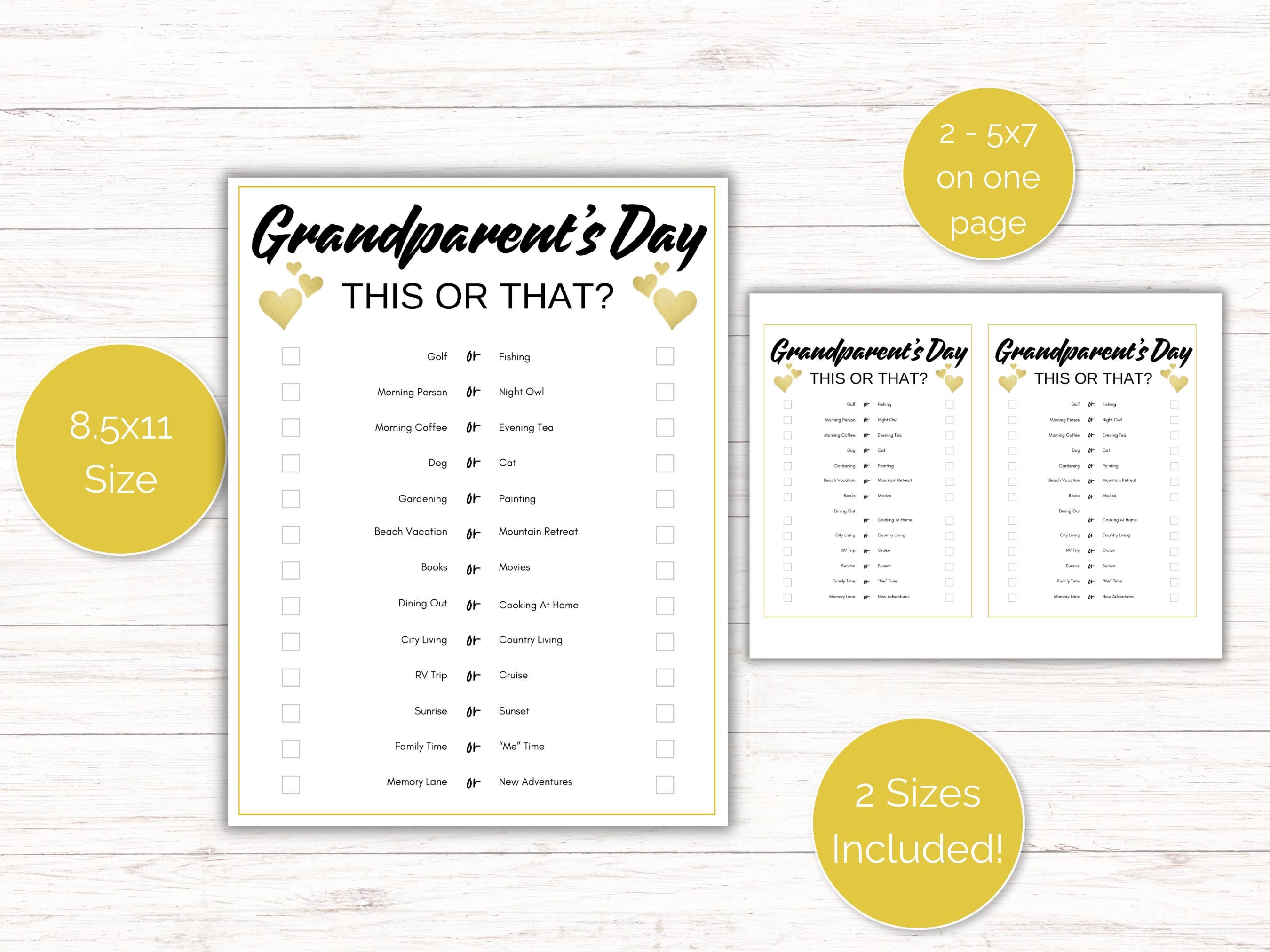 Grandparents This or That Game, Printable Grandparents Day Game ...