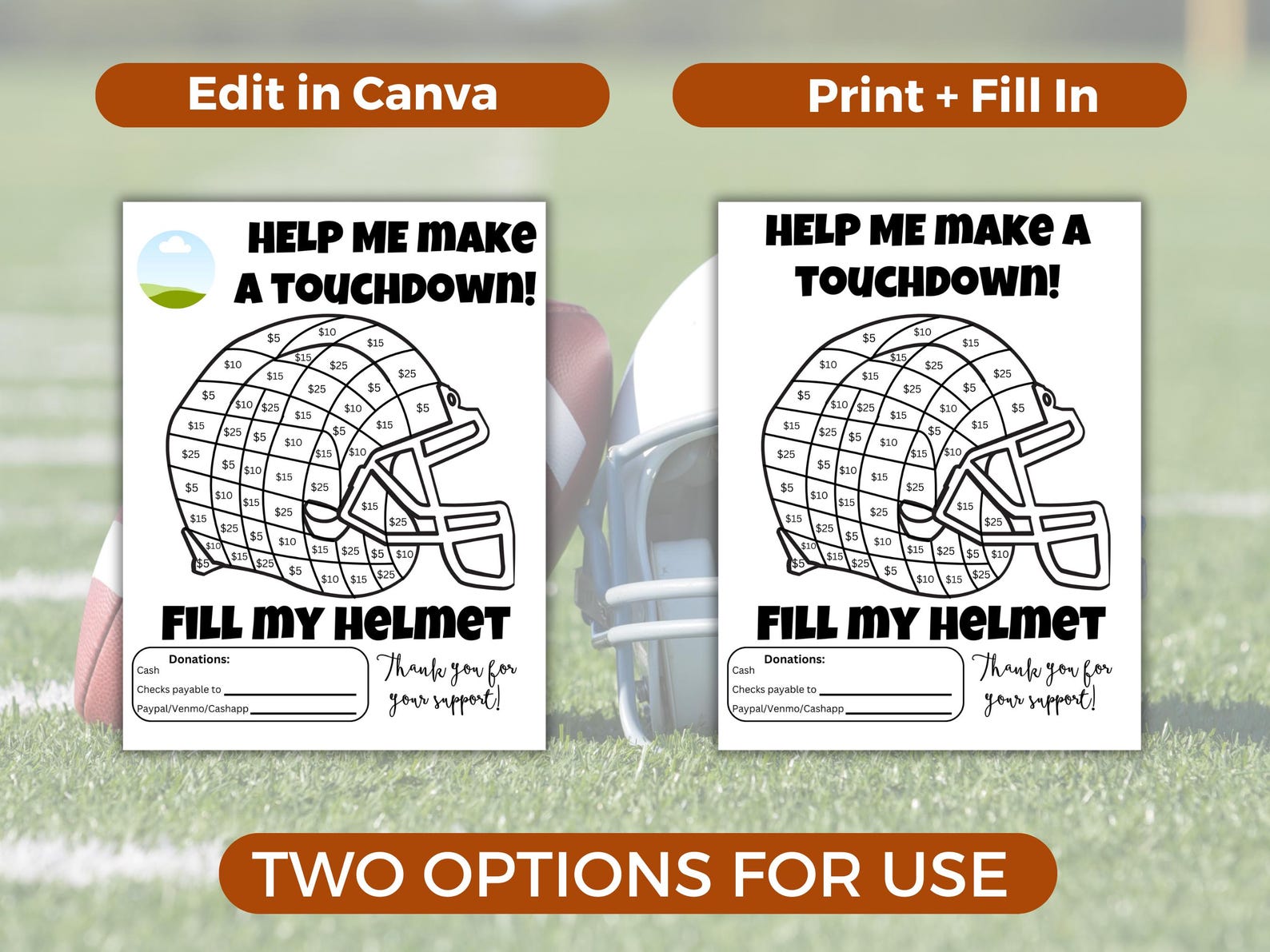 Editable Fill My Football Helmet Fundraiser Template, Football ...