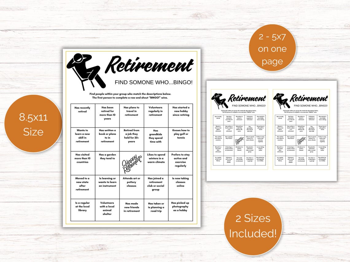 Retirement Find Someone Who Game, Printable Retirement Party Mix and ...