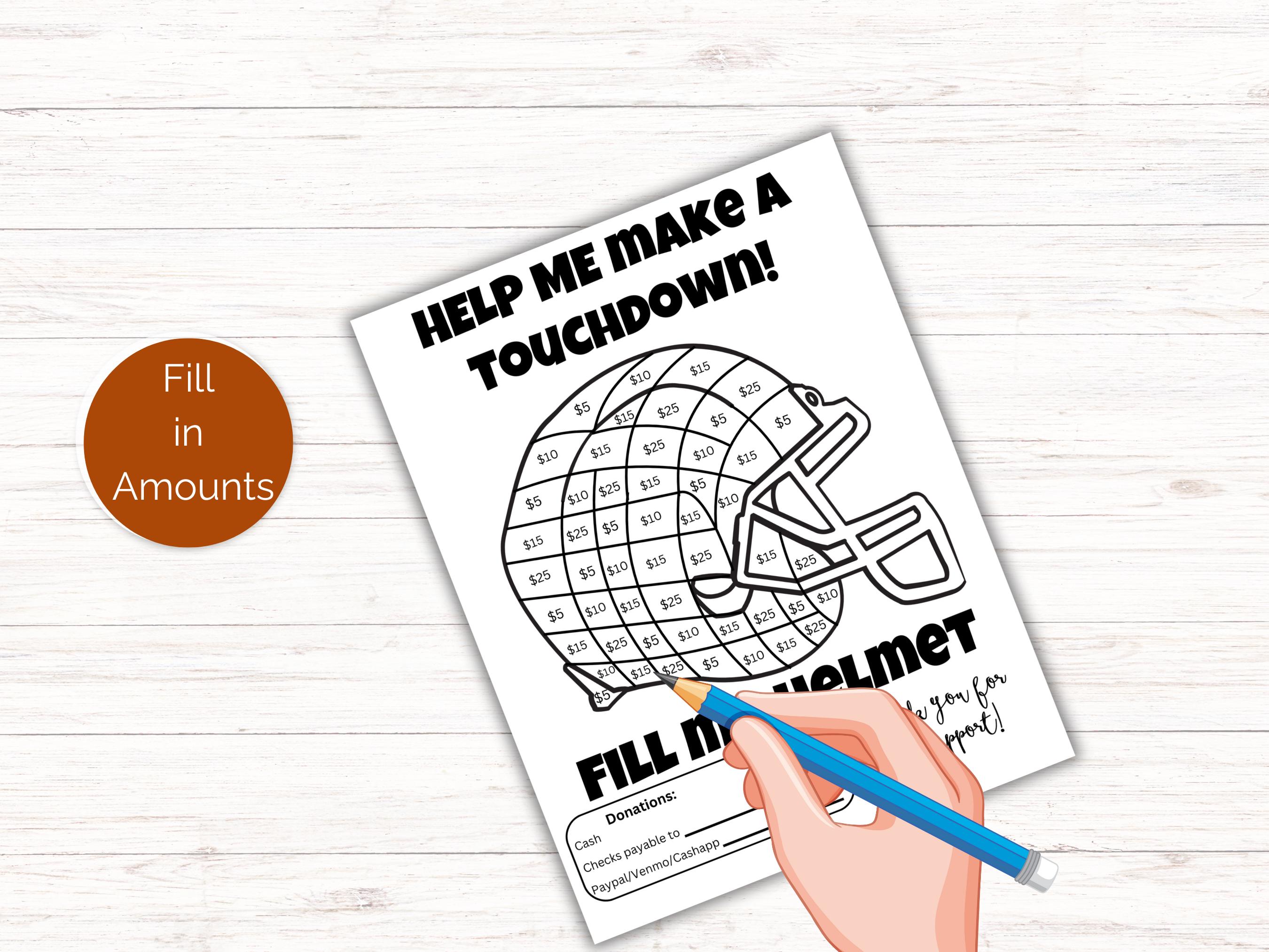 Editable Fill My Football Helmet Fundraiser Template, Football ...